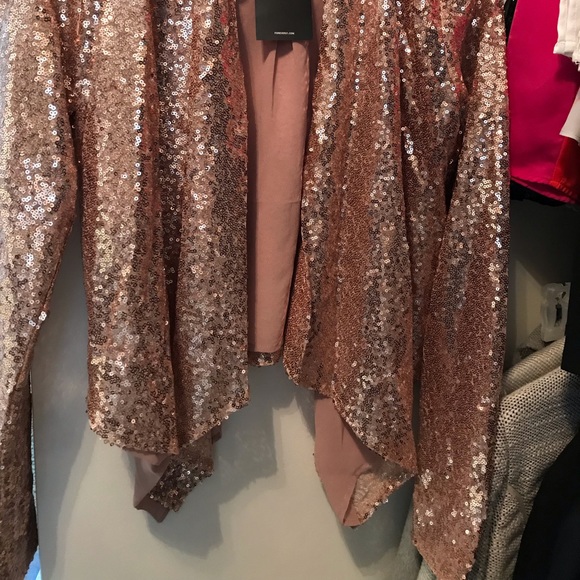 Forever 21 | Jackets & Coats | Forever2 Rose Gold Cropped Sequin Jacket ...